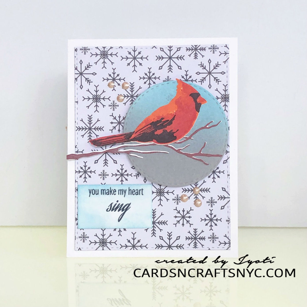 Winter Cardinal Card using Altenew Stamp and Dies - CARDSNCRAFTSNYC