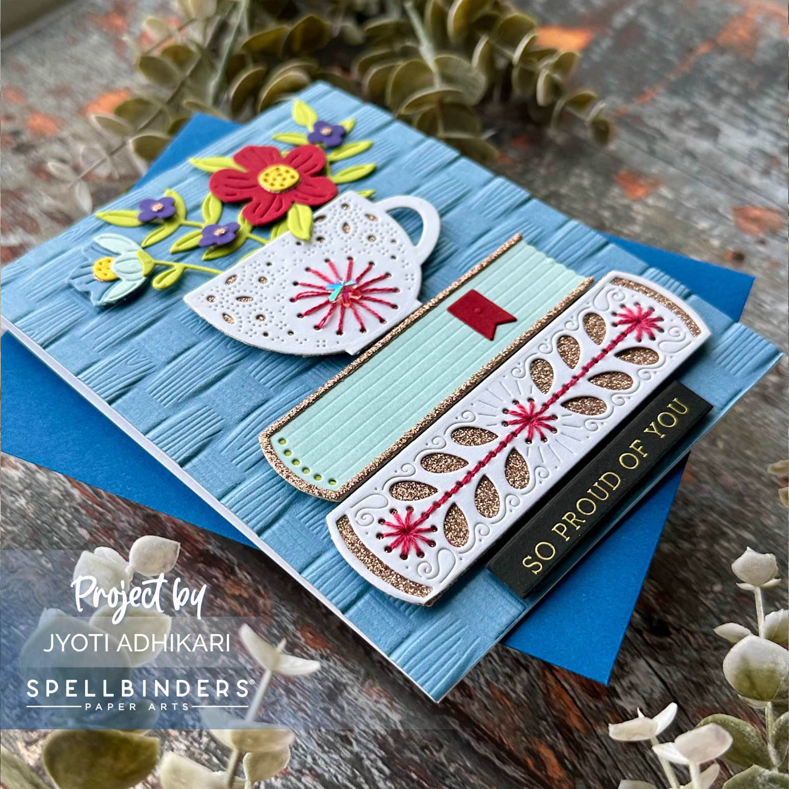 Spellnbinders Stitched Book Stack Card - CARDSNCRAFTSNYC